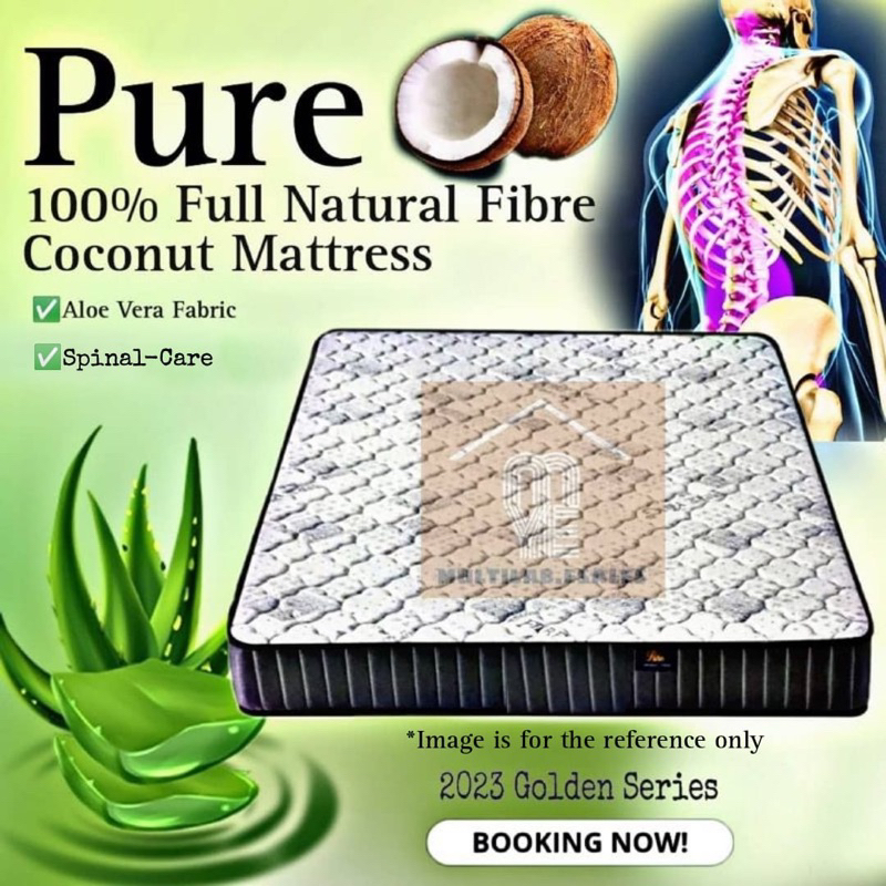 Fibre King PURE 100% 7" Full Natural Fibre Coconut Mattress/ NO Spring/ Tilam Sabut Kelapa ...