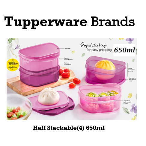 ** Ready Stock ** TUPPERWARE Half Fridge Stackable 650ml (4pcs ...