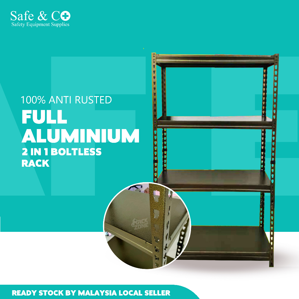 100% Anti Rusted Rak Besi Tak Karat Aluminium Boltless Rack Outdoor ...