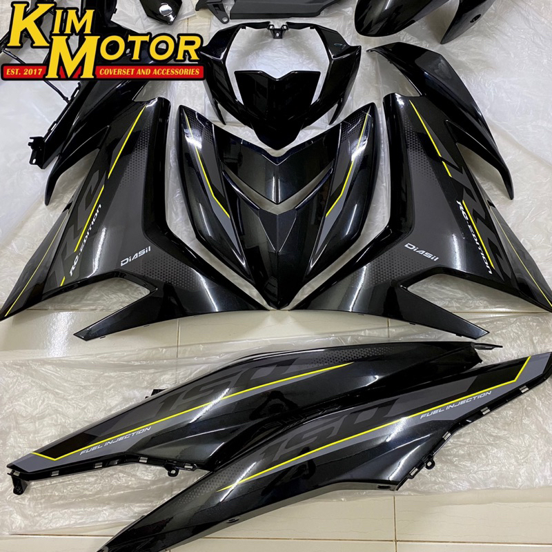 COVERSET Y15 V1 V2 ORIGINAL VELOZI EXCITER RC 2018 YELLOW LINE METALLIC BLACK STRIPE SIAP TAMPAL ...