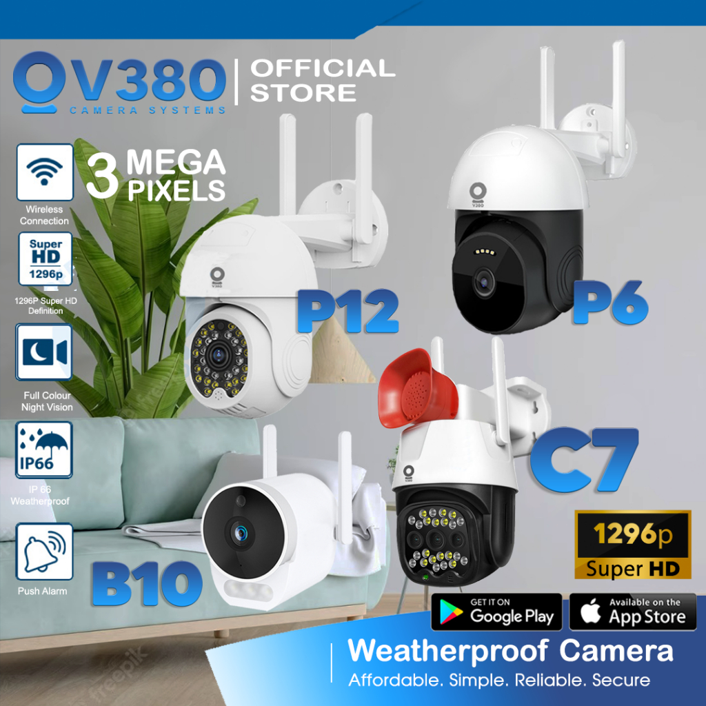 CCTV V380 3MP 1296P Super HD Outdoor Weatherproof Color Day & Night ...