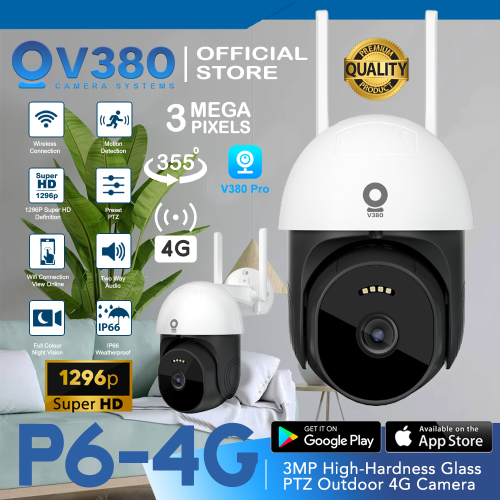 CCTV V380 P6-4G 3MP Modern High-hardness Glass Color Day & Night PTZ ...