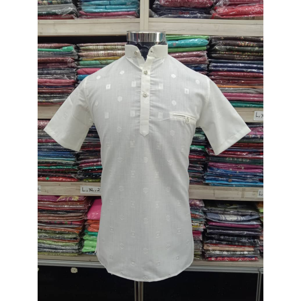 PURE COTTON SELF PRINT WHITE JIPPA (KURTA) | Shopee Malaysia