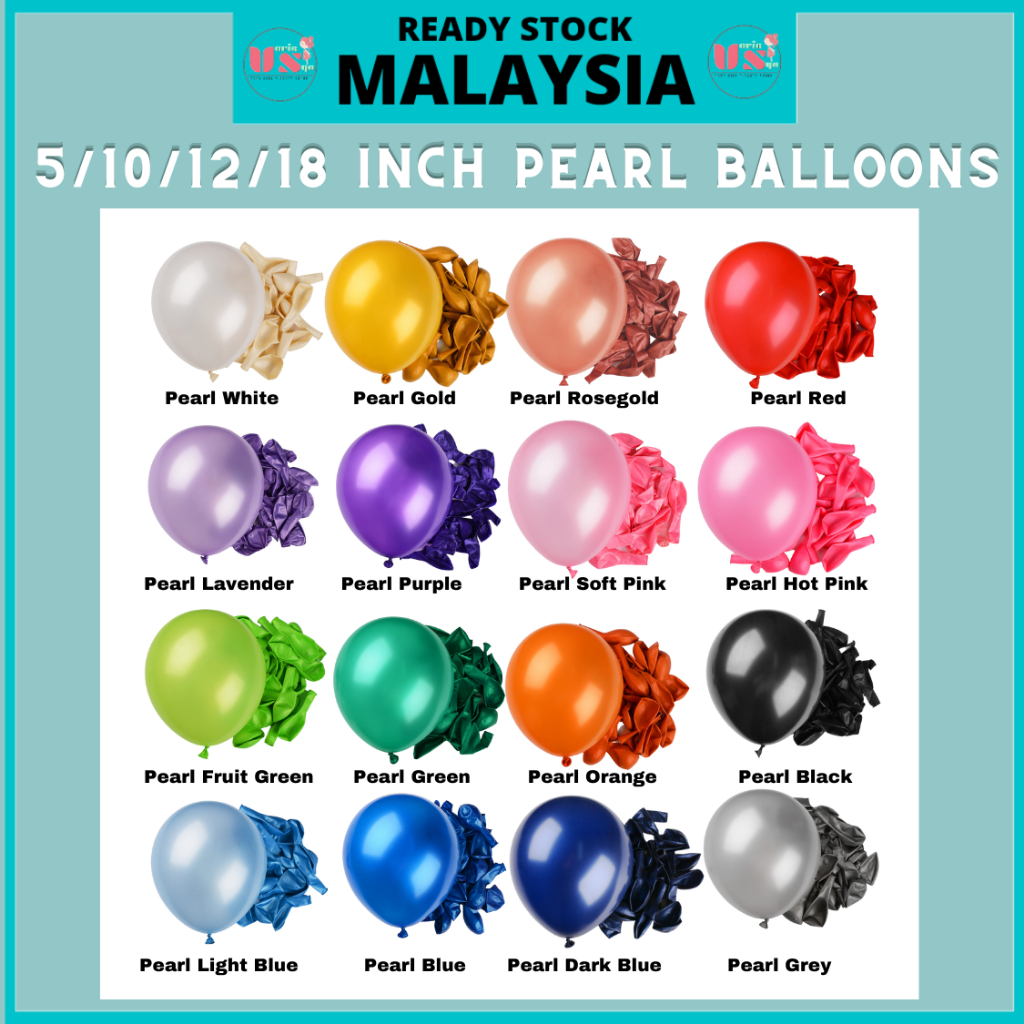 [10/20pcs] 5/10/12/18inch Pearl Metallic Balloon Latex Birthday ...