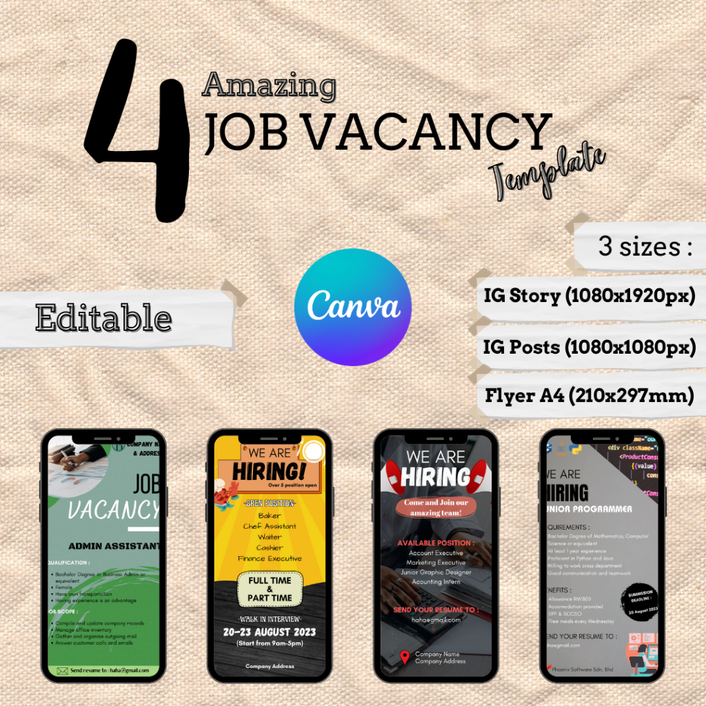 WE ARE HIRING Template | JOB VACANCY Template | Canva Template | CANVA ...