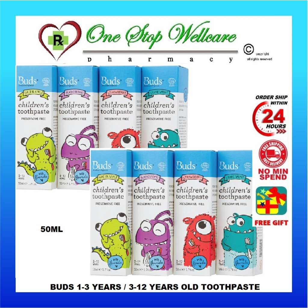 BUDS 1-3 YEARS OLD TOOTHPASTE WITH XYLITOL / BUDS 3-12 YEARS OLD ...