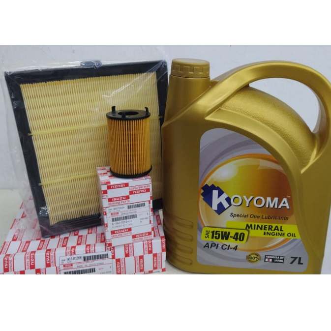 ISUZU D-MAX 1.9 BLUE POWER OIL FILTER + AIR FILTER + KOYOMA 15W40 CI-4 ...