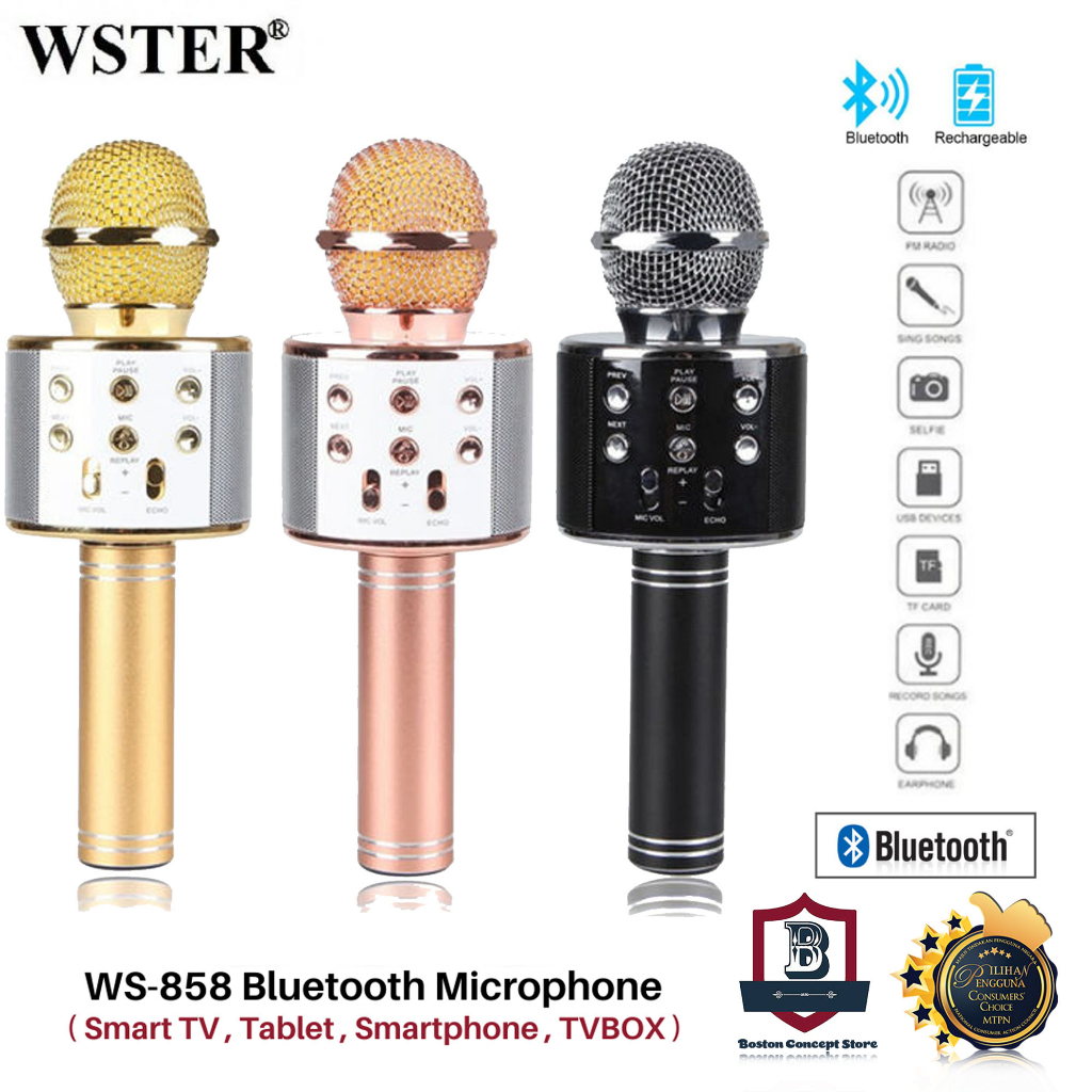 Original Wster WS858 Karaoke Portable Speaker Microphone | Shopee Malaysia
