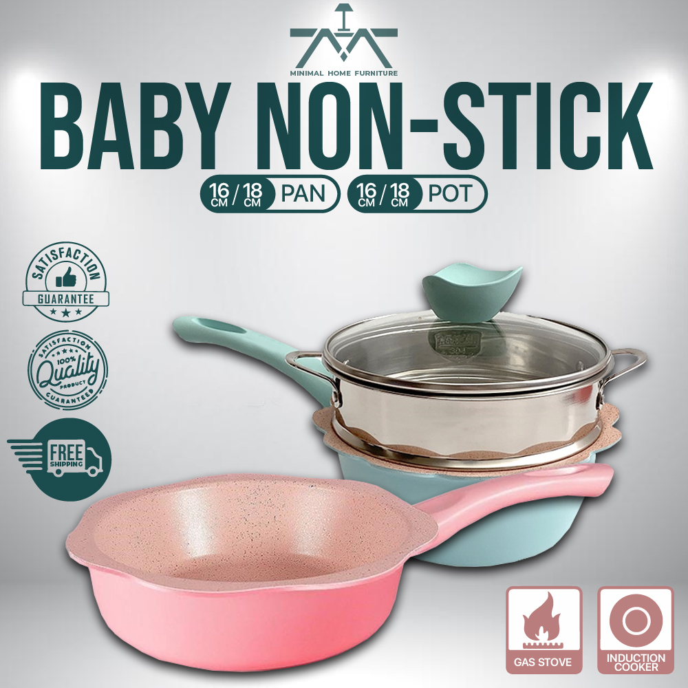 [16cm 18cm] Baby Non Stick Cooking Pan Pot Steamer Pengukus Bayi Periuk ...