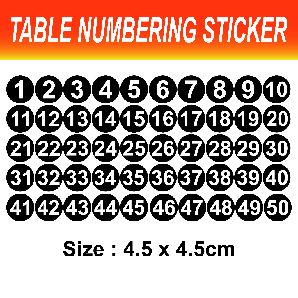 Table Numbering Sticker (Water Proof & Scratch Proof) | Shopee Malaysia