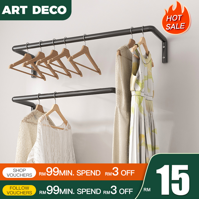 Clothes Bar 120/100/80/60cm Clothes Rack Wall Hanger Penyangkut baju ...