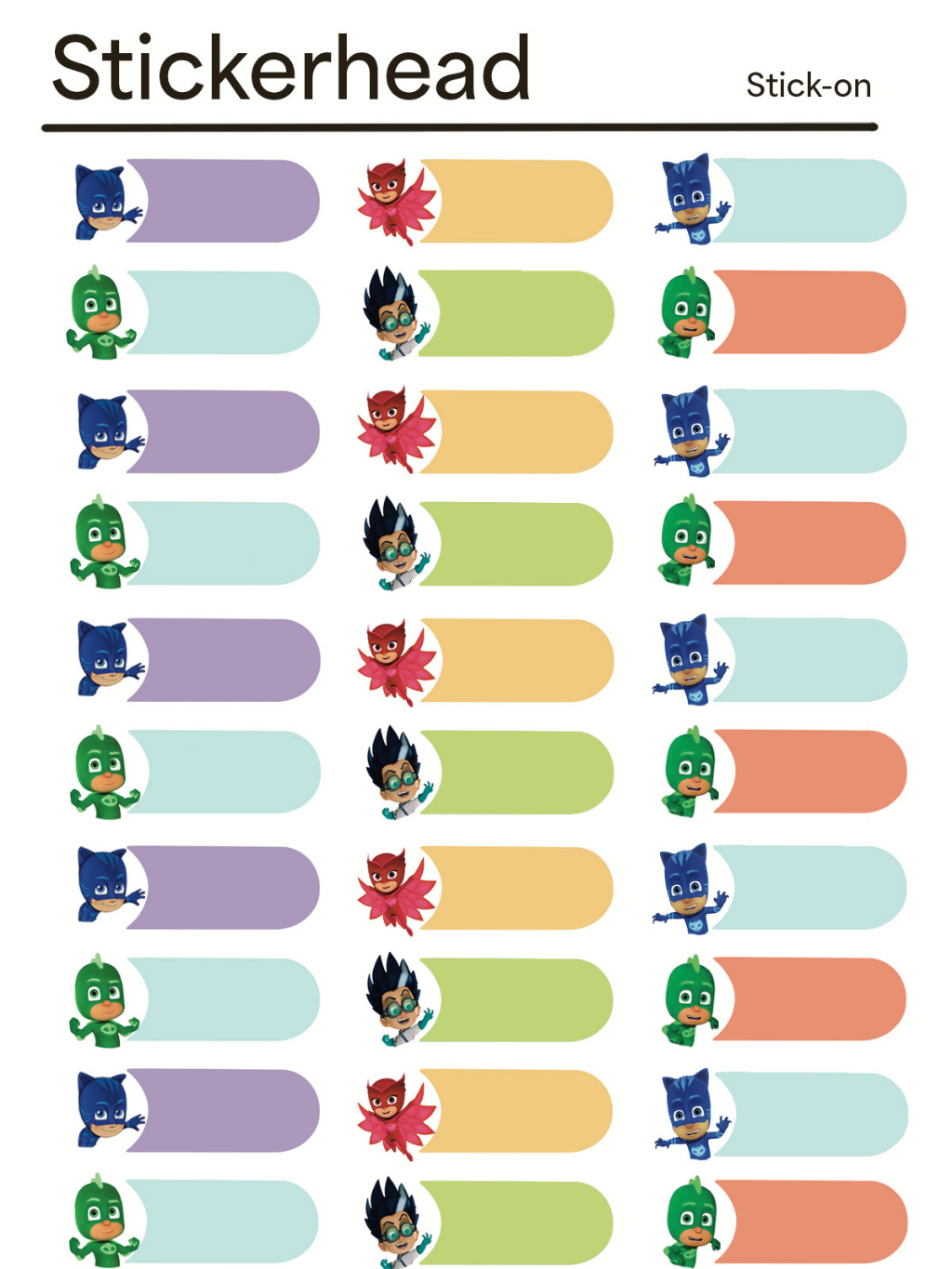 PJ MASK custom stickers custom label stickerhead 30 stickers, different ...