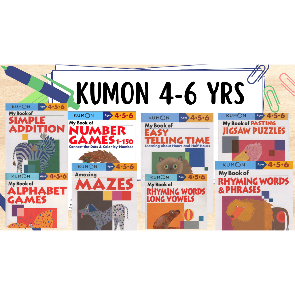 Kumon combo workbook (8 set) for 4-6 years, numbers,simple addition ...