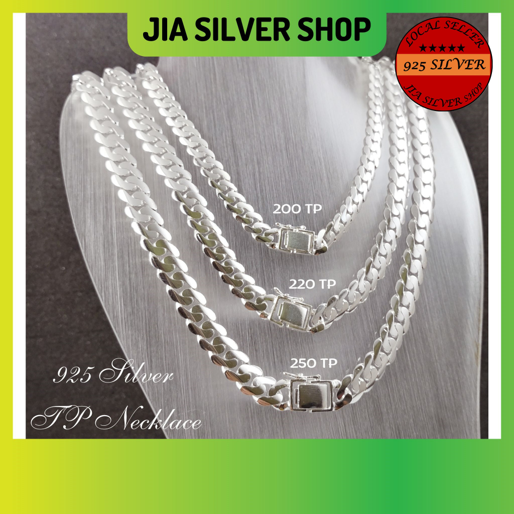 Ready Stock | 925 纯银 男款项链 | Original 925 Silver Necklace Chain TP For Men | Rantai Leher Lelaki ...