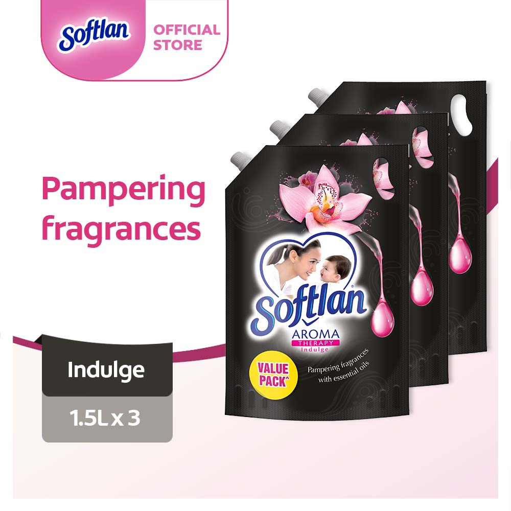 [Bundle of 3] Softlan Aroma Therapy Indulge Fabric Softener 1.5L Refill ...