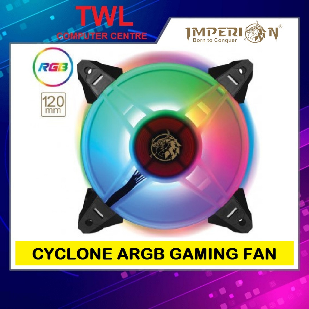 Imperion Cyclone ARGB Gaming Fan 12CM Fan Case (BLACK) | 35CFM | Shopee ...