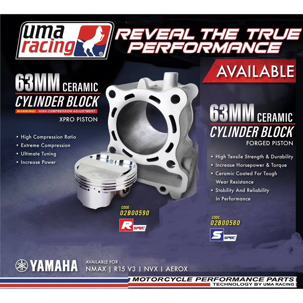 UMA BLOCK CERAMIC BLOK RACING NVX NMAX NVX155 R15 V3 Y16 Y16ZR 63MM ...
