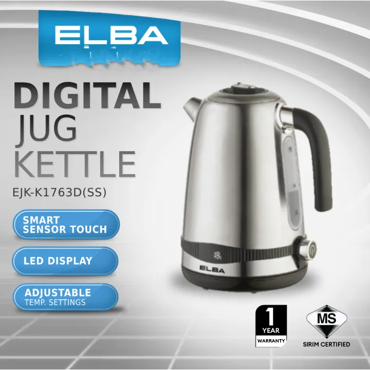 ELBA Digital Jug Kettle EJK-K1763D(SS) - Stainless Steel (1.7L / 1850 ...