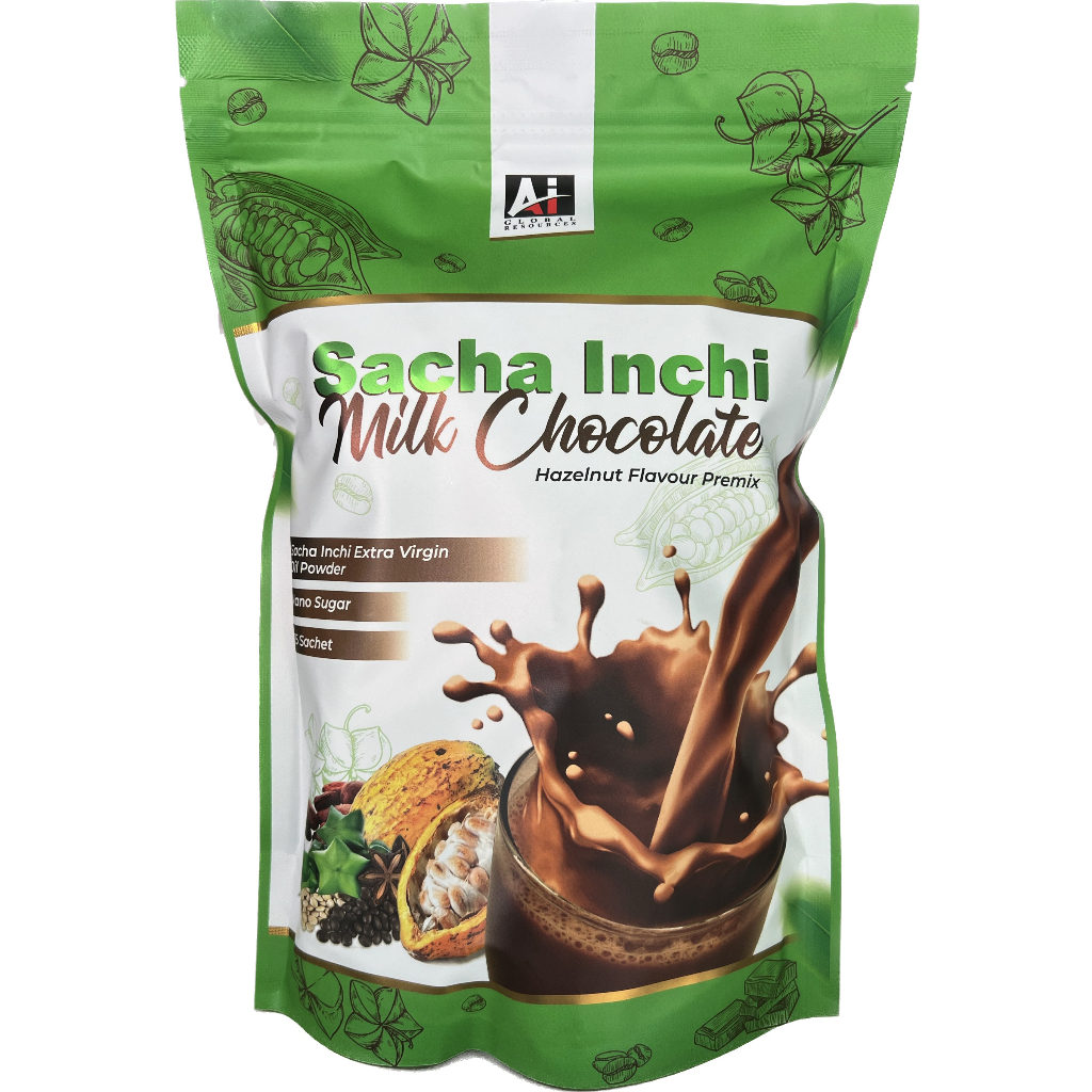 SACHA INCHI MILK CHOCOLATE HAZELNUT FLAVOR PREMIX (25GRAM X 15SACHETS ...
