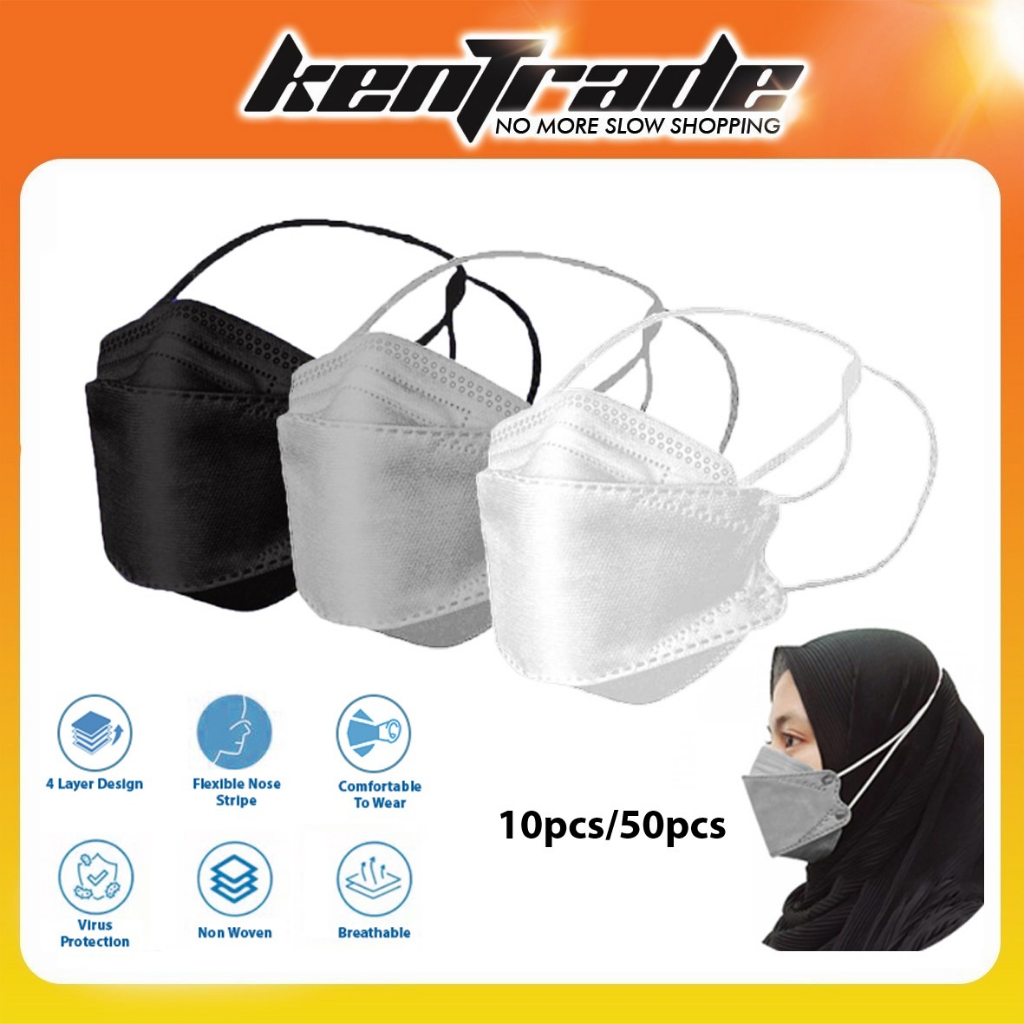KF94 4Ply Adult Headloop Hijab Mask 3D Fish Mouth Face Mask Disposable ...