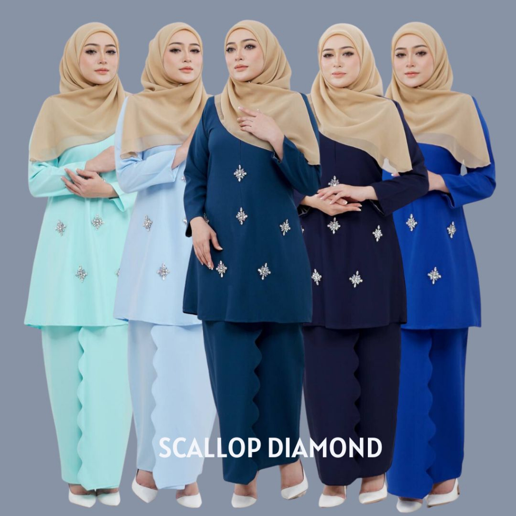 RIAU SCALLOP DIAMOND NIKAH TUNANG RAYA SEDONDON BABY BLUE MINT ROYAL ...