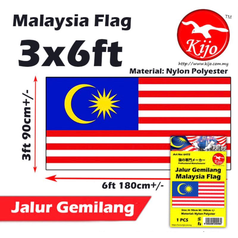 *3x6ft 90x180cm / Jalur Gemilang /Bendera Malaysia / Merdeka / Flag ...