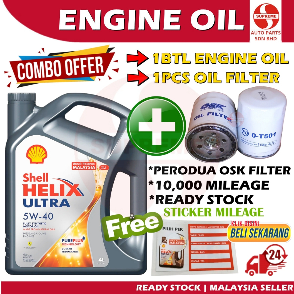 S2U Original Engine Oil Shell Helix Ultra 5W-40 Fully Synthetic 4Liter ...