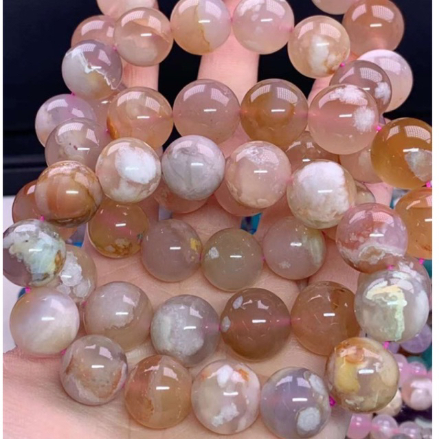 天然樱花玛瑙单圈手链 Natural Sakura Agate Bracelet | Shopee Malaysia