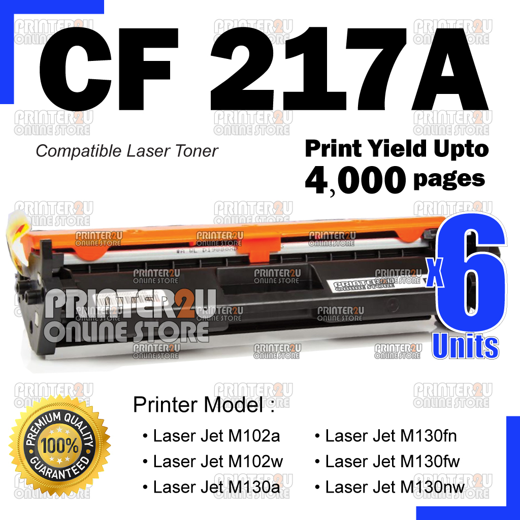 6x CF217A Compatible Toner Cartridge Black HP LaserJet Pro M102 M102a ...
