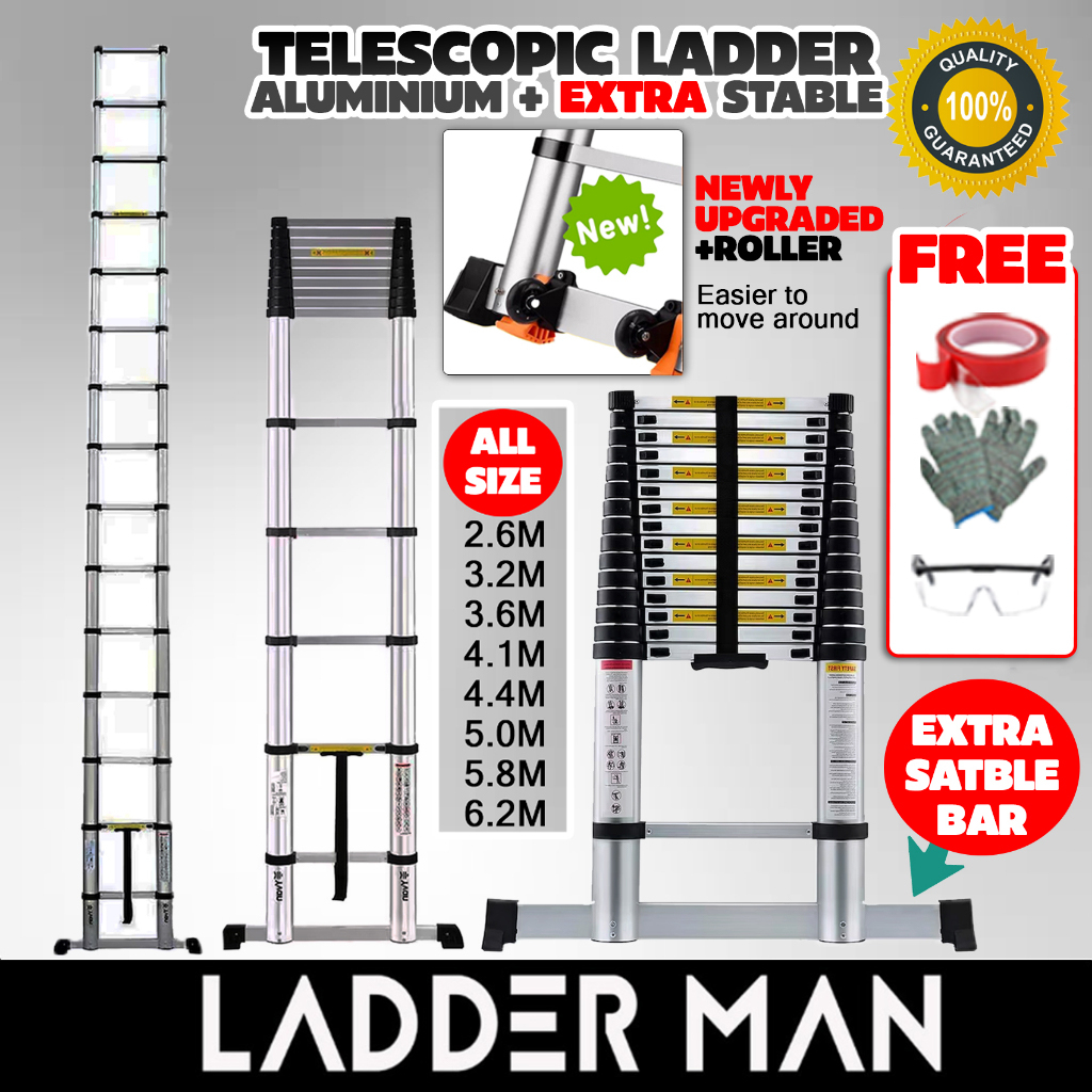 Aluminium Telescopic Ladder Heavy Duty Foldable Ladder Aluminium Tangga Lipat Single Folding ...