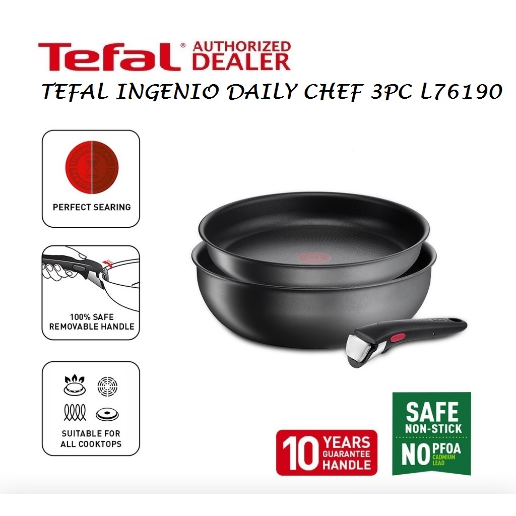 Tefal Ingenio Daily Chef 3-PC (Frypan 24cm + Wokpan 26cm + Basic Handle ...