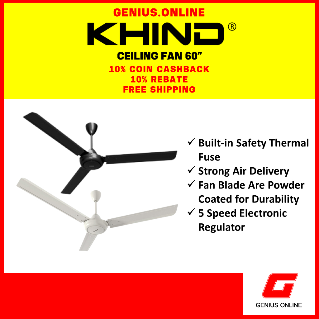 KHIND Ceiling Fan with Regulator (60") CF618B/CF618/CF618BN/CF611A ...