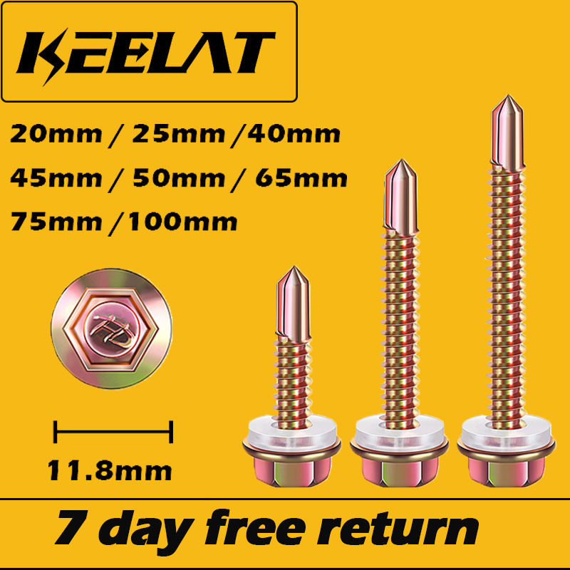 KEELAT Hex Self Drilling Screw（100PCS） Awning screw/ Skru atap/ Skru ...