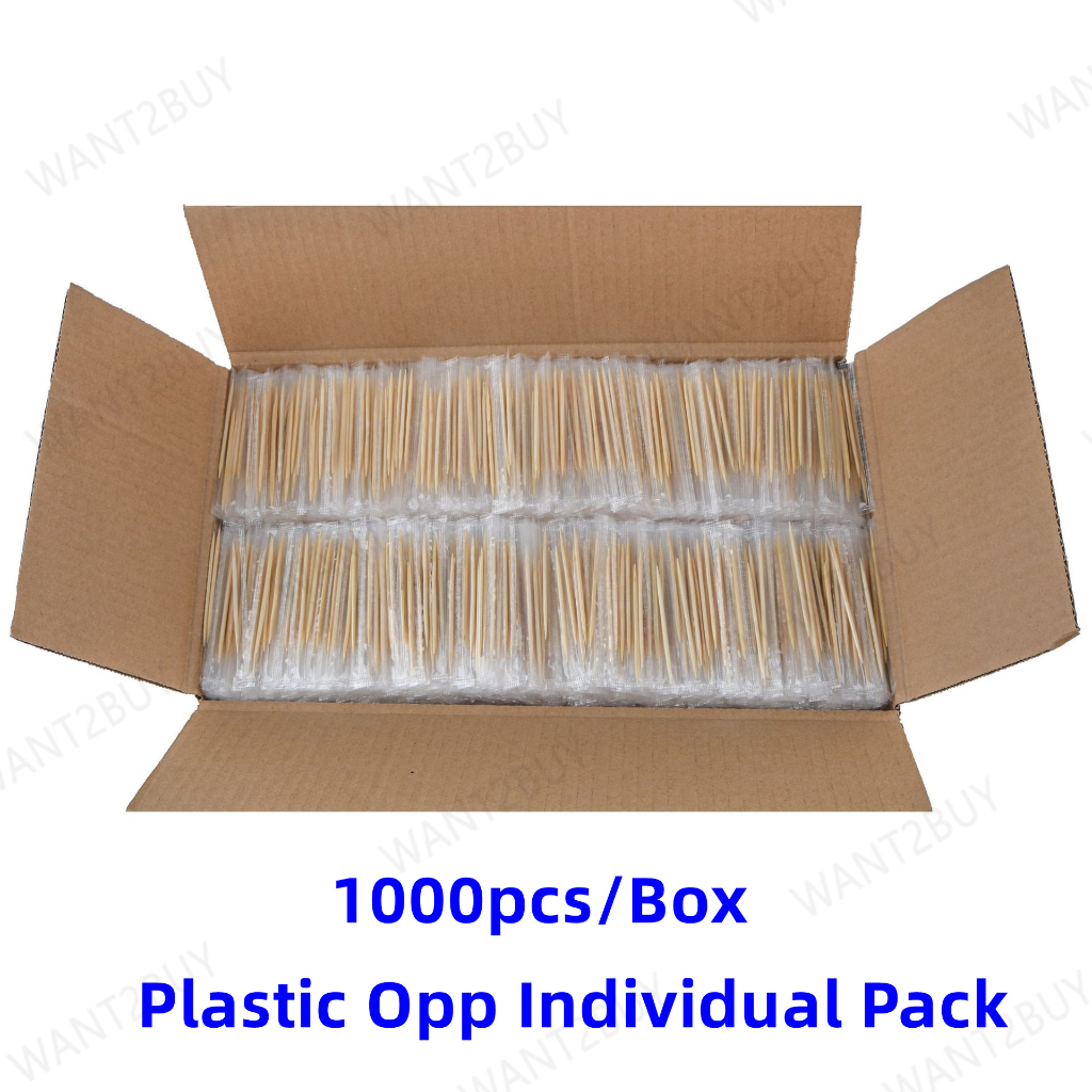 🇲🇾 1000pcs/pack Bamboo Toothpick Single Individual Paper Plastic ...