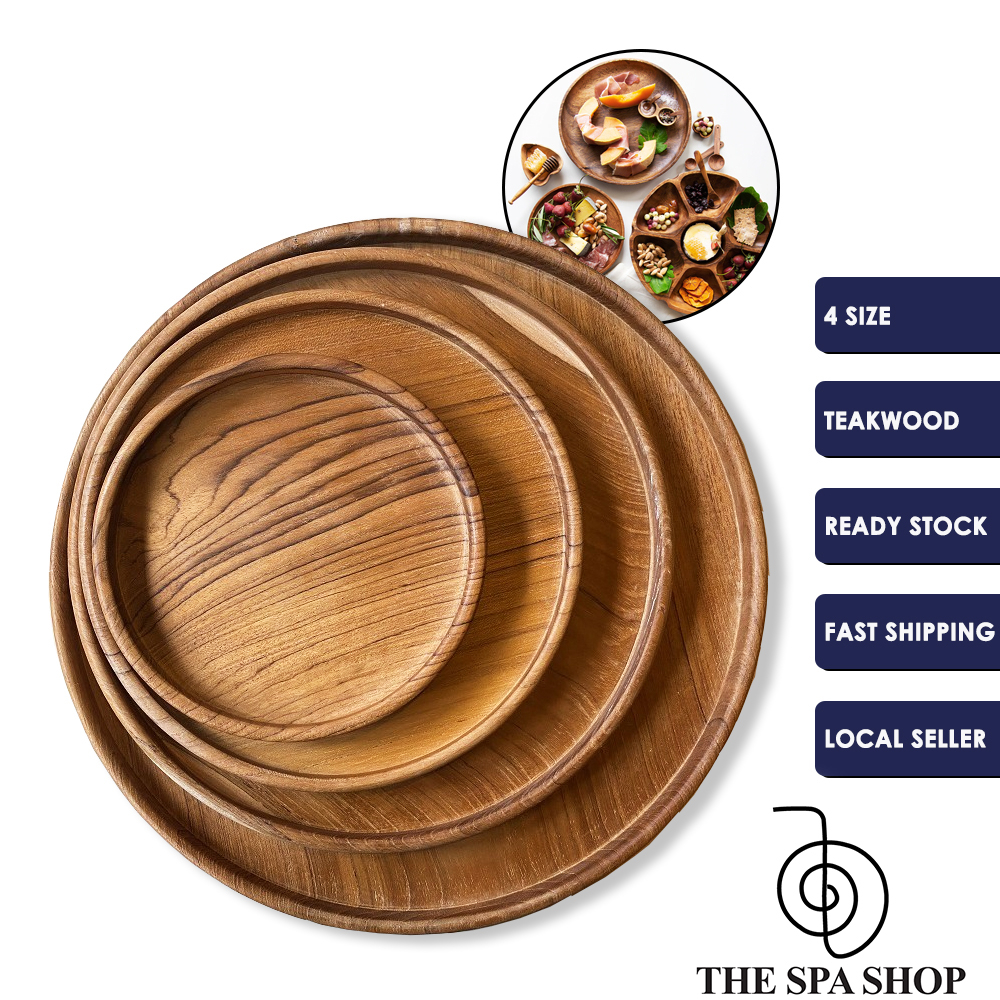 Wooden Teakwood Plates 4 Size [Ready Stock in Malaysia] | Shopee Malaysia