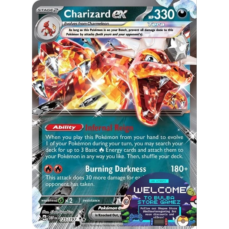 Charizard Ex 125/197 SV03 Obsidian Flames Ultra Rare Pokémon TCG Card ...