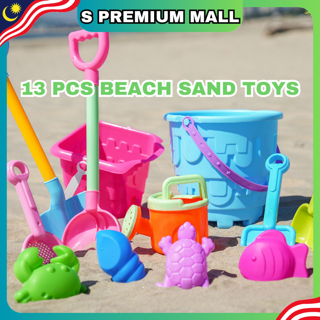 SPM 13 Pcs Kid Beach Toy Sand Castle Playset Shovel Sand Mainan Istana ...