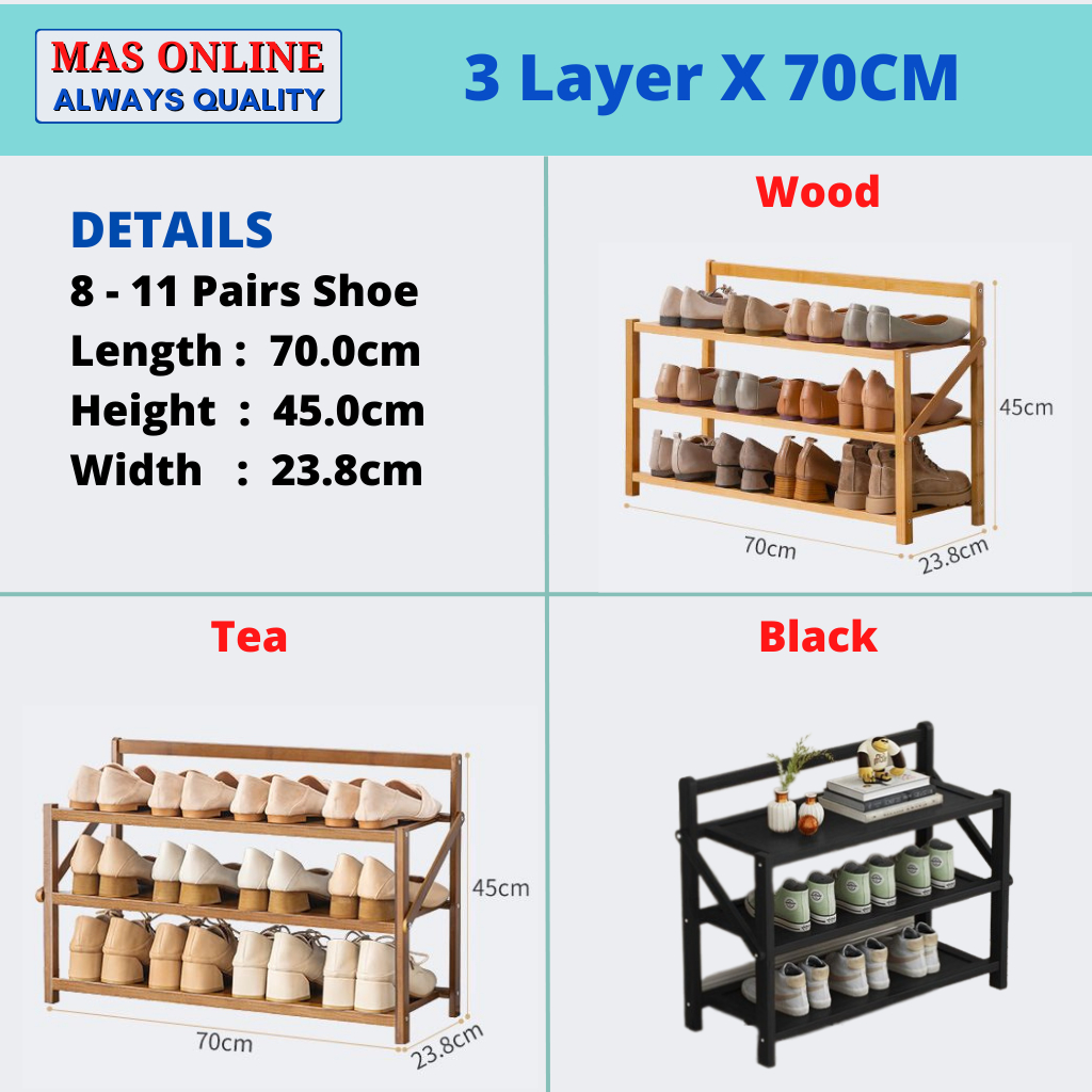 INSTALLATION FREE Wooden Shoe Rack Foldable Portable Multifunctional ...