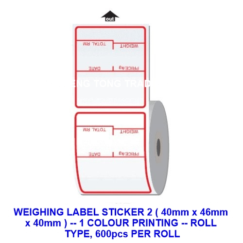 THERMAL PAPER WEIGHING LABEL STICKER ( ROLL TYPE ) -- 40mm x 46mm x ...
