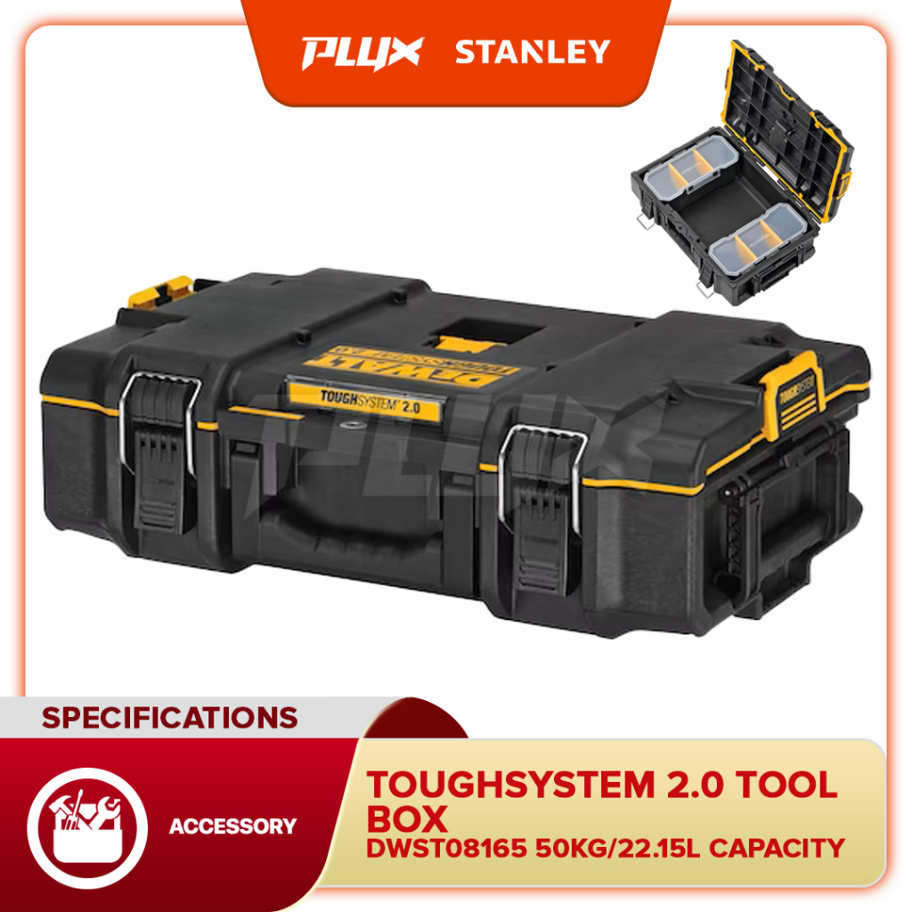 DEWALT TOUGHSYSTEM 2.0 Tool Box DWST08165 with 50KG Capacity & 22.15L Internal Volume | Shopee ...