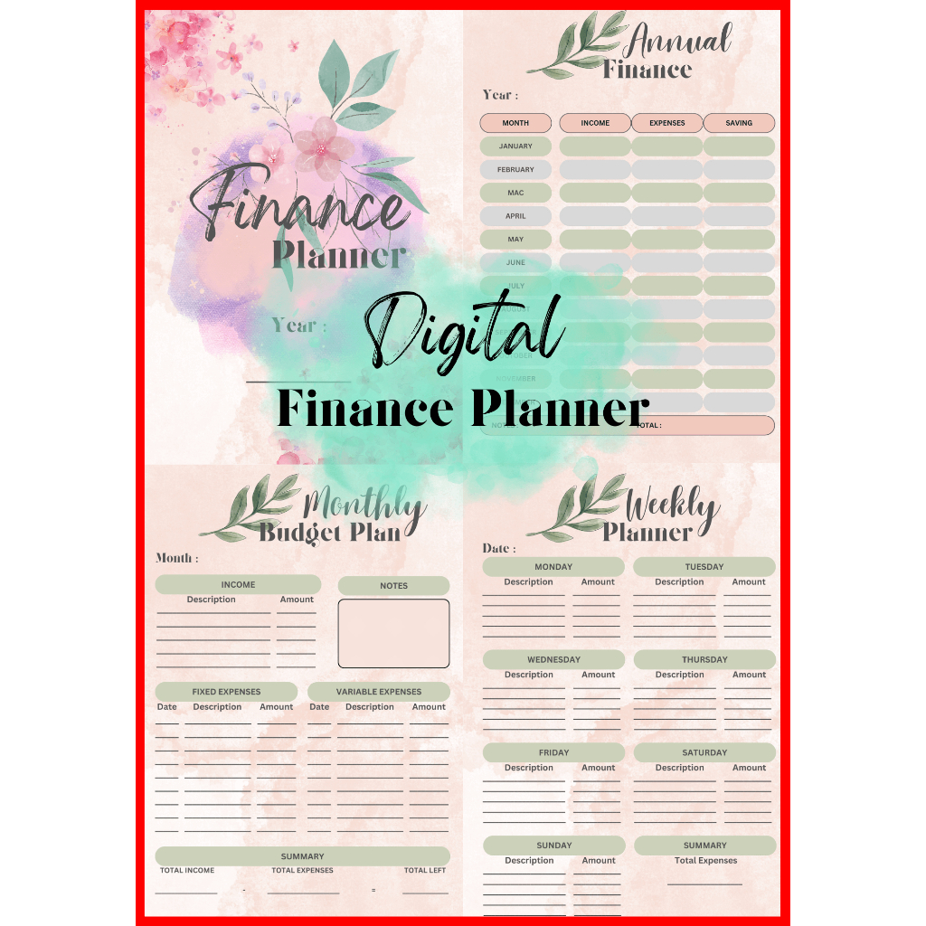 Digital Finance Planner / Simple / Printable / PDF / Budget / Bajet ...