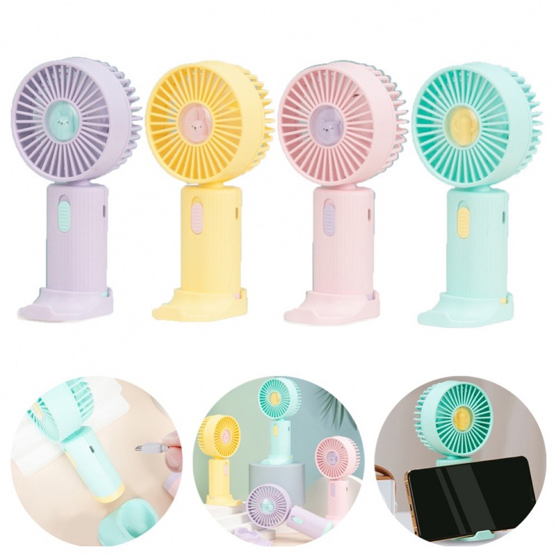 Multicolor Mini Portable Hand Fan with Stand | Shopee Malaysia