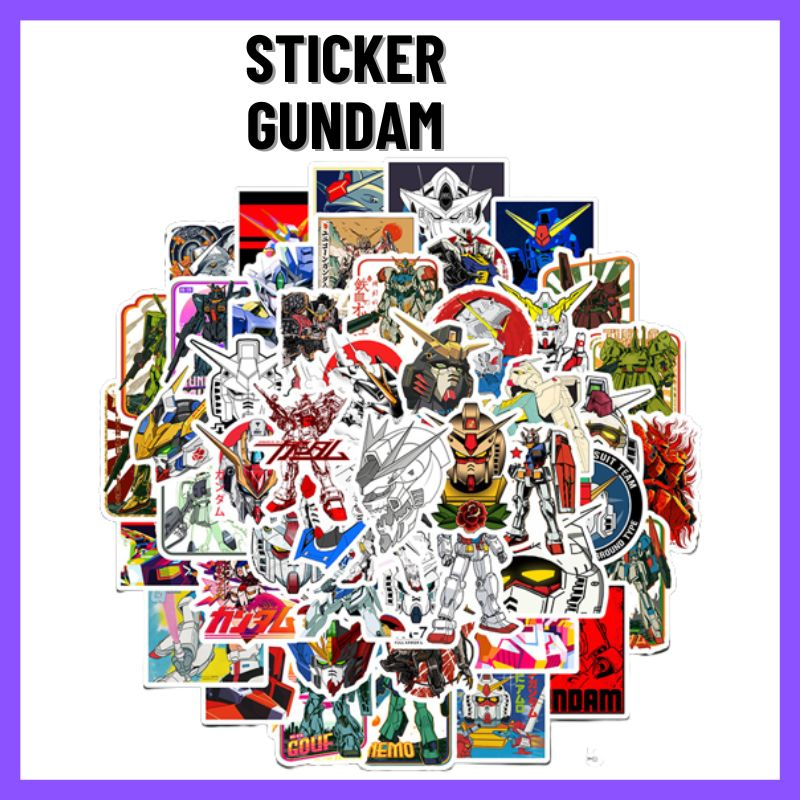 Gundam Stickers 50 Keping Sticker Waterproof Anime Mobile Suit Gundam ...
