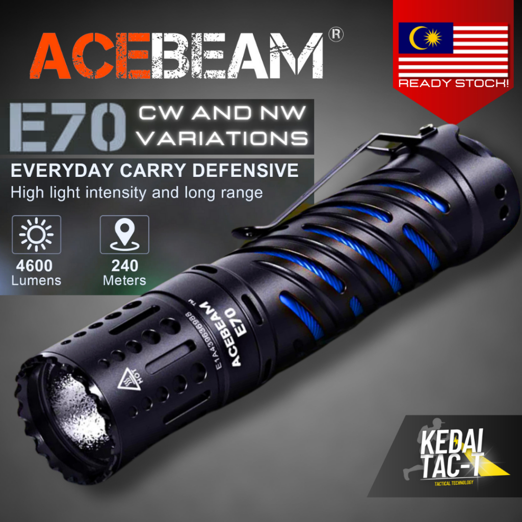 ACEBEAM E70 - CREE XHP70.2 LED 4600 Lumens EDC Flashlight - ORIGINAL - Ready Stock in MALAYSIA ...