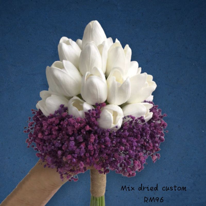 Bunga tangan pengantin custom tulip mix dried boleh add on kipas ...