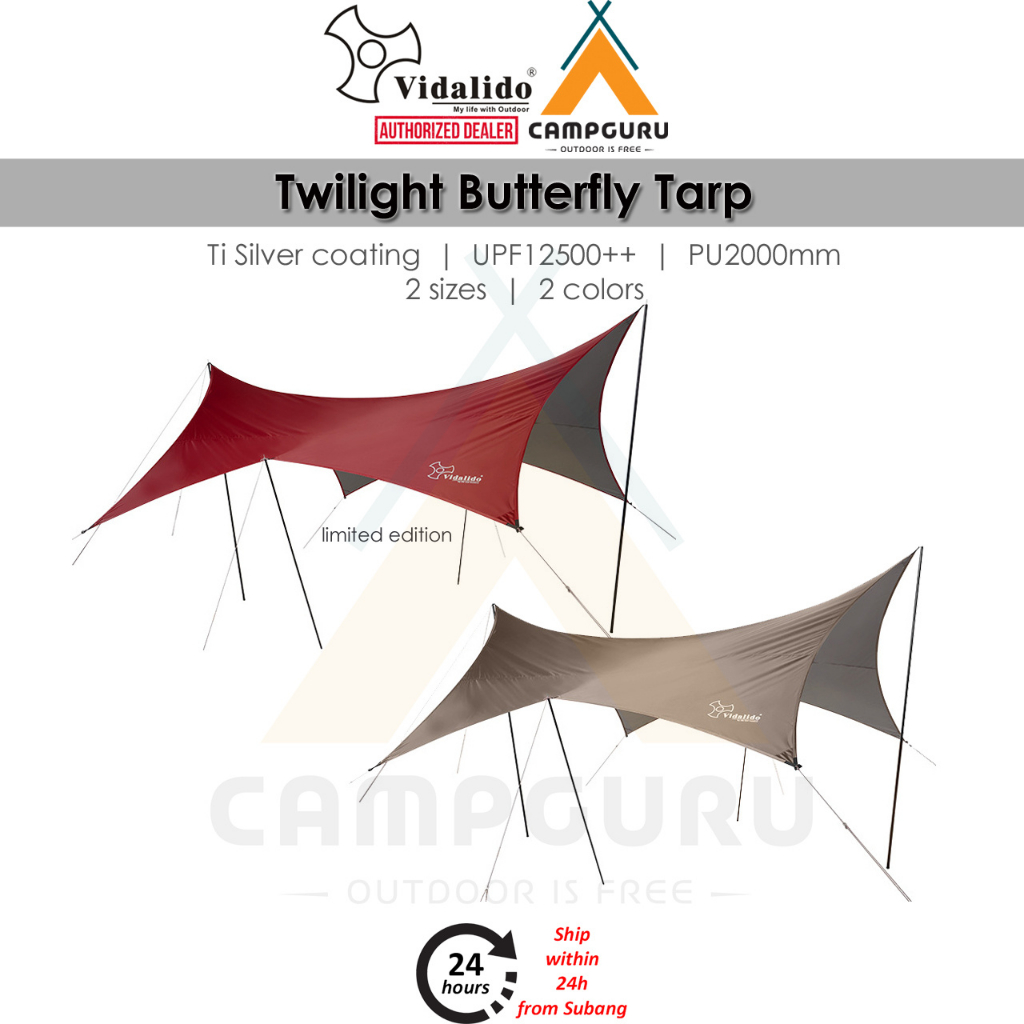 Vidalido Twilight Buterfly Tarp Waterproof UPF Ti-Silver coating Limited Edition Camping Canopy ...