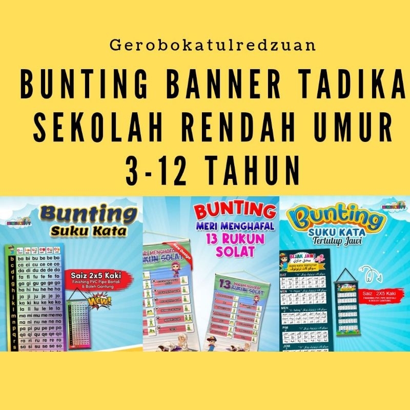 Bunting banner tadika sekolah rendah umur 3-12 tahun | Shopee Malaysia