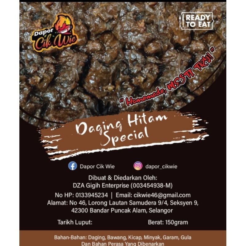 Daging Hitam Special Dari Dapor Cik Wie | Shopee Malaysia