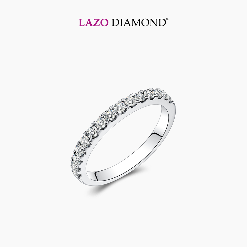 LAZO DIAMOND Half Eternity Pavé Diamond Ring in 9k White Gold (D25 ...