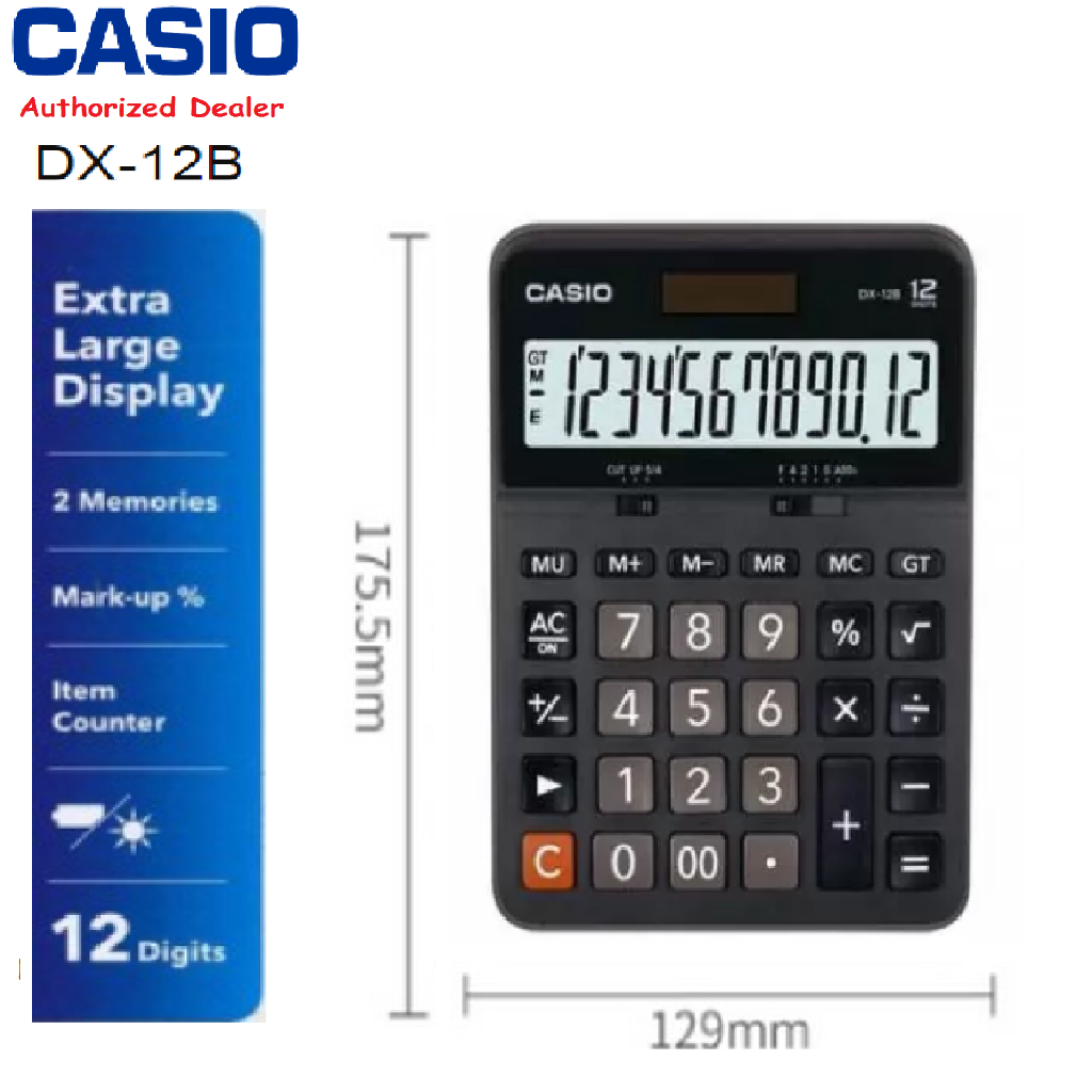 Casio DX-12B 12 Digit Calculator 12 Digit (Replaced DX-120B) Extra ...